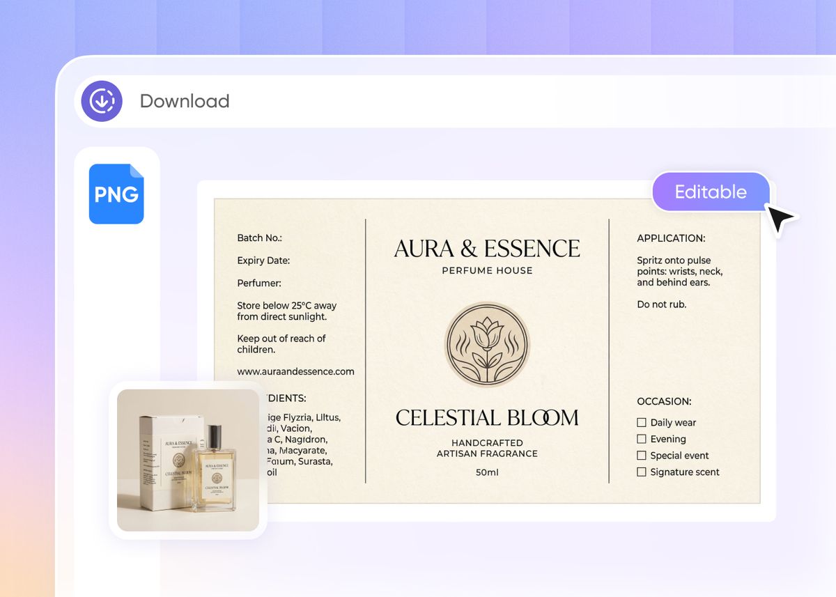 Packify AI Perfume Bottle Label Generator Online