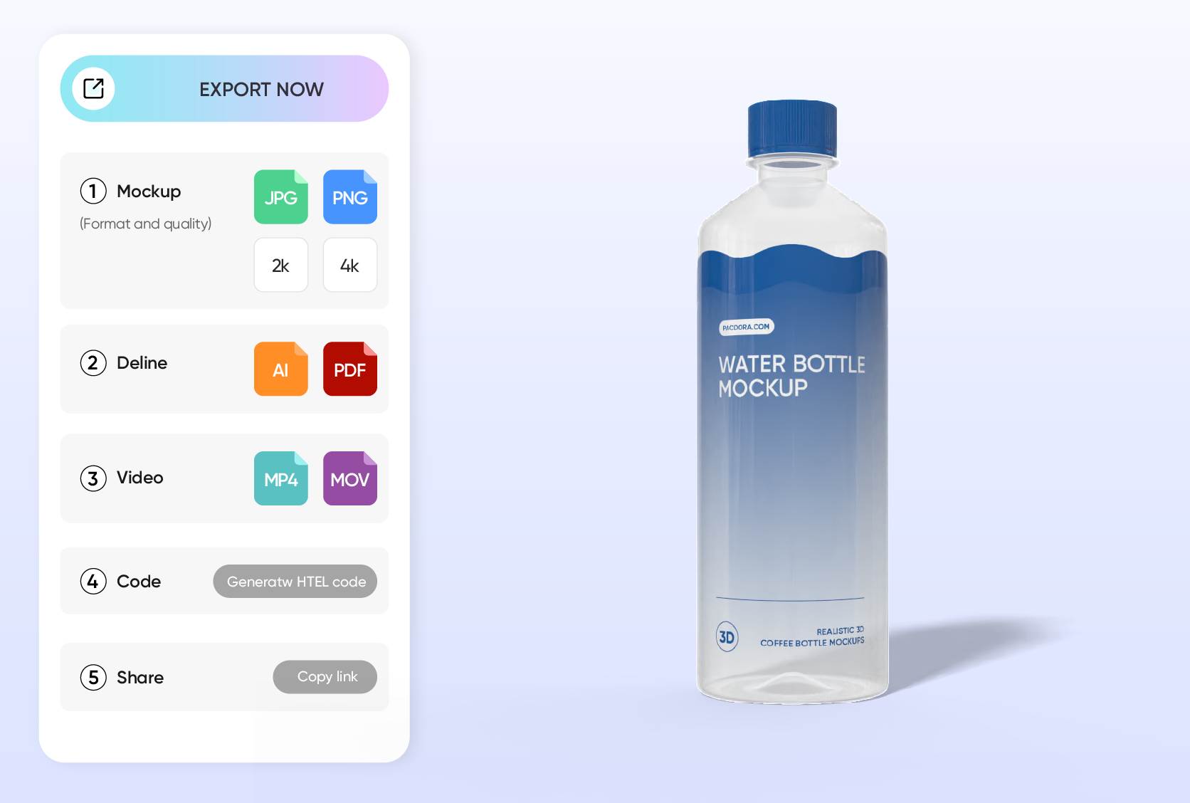 Design de Mockup de Garrafa de Água Mineral Grátis