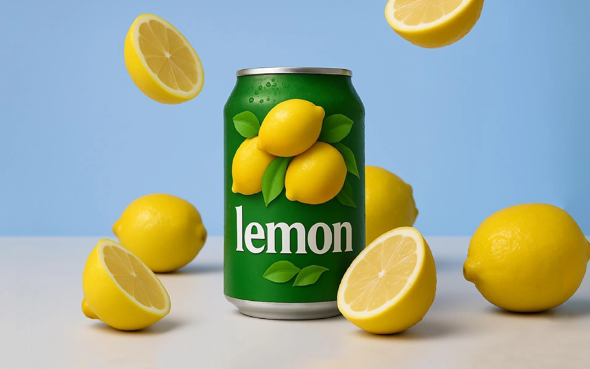 Lemon Soda Can Mockup - High Quality Scene Mockup